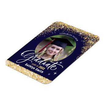 Elegant Gold Glitter Sparkling Graduation Photo Magnet | Zazzle