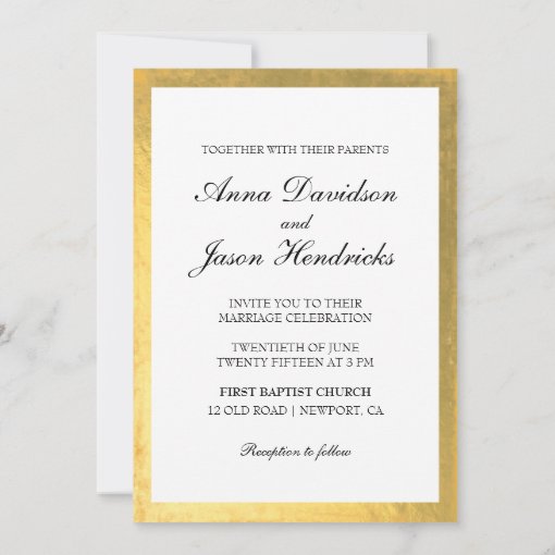 Elegant Gold Glitter Wedding Invitation | Zazzle