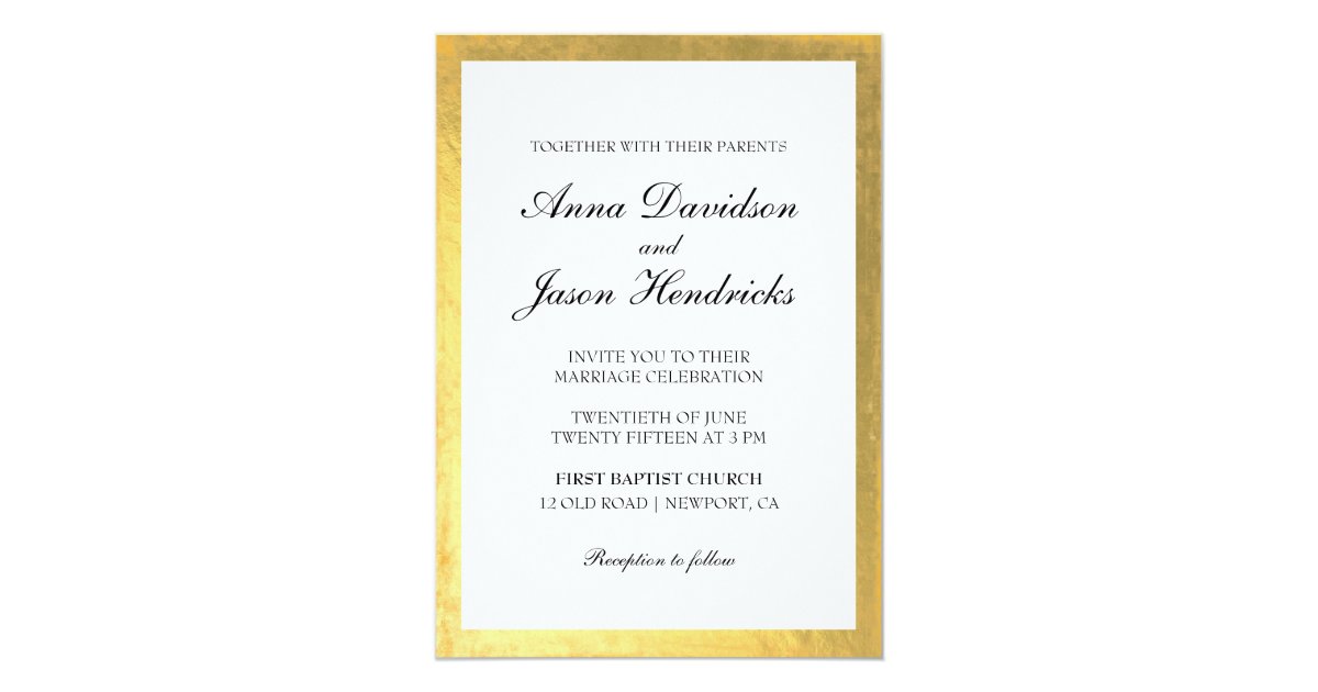 Elegant Gold Glitter Wedding Invitation | Zazzle