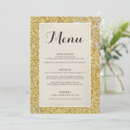 Elegant Gold Glitter Wedding Menu Card | Zazzle