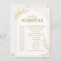 Elegant Gold Glitter Wedding Schedule Card | Zazzle