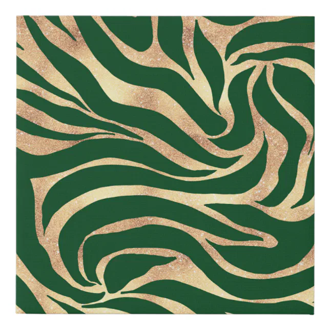 Elegant Gold Glitter Zebra Green Animal Print | Zazzle
