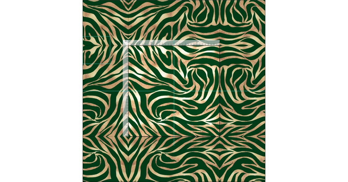 Elegant Gold Glitter Zebra Green Animal Print Fabric | Zazzle