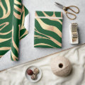 Elegant Gold Glitter Zebra Green Animal Print Wrapping Paper | Zazzle