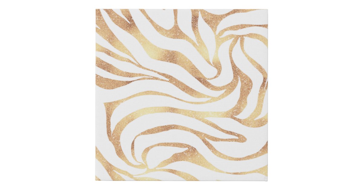 Elegant Gold Glitter Zebra White Animal Print | Zazzle