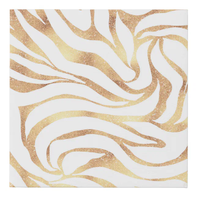 Elegant Gold Glitter Zebra White Animal Print | Zazzle