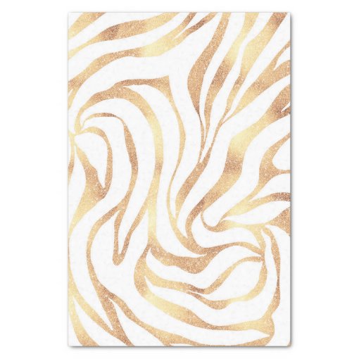 Elegant Gold Glitter Zebra White Animal Print Tissue Paper | Zazzle