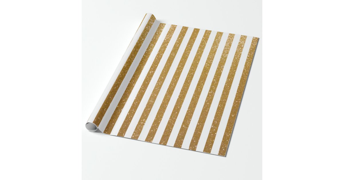 Elegant gold glittery striped wrapping paper | Zazzle