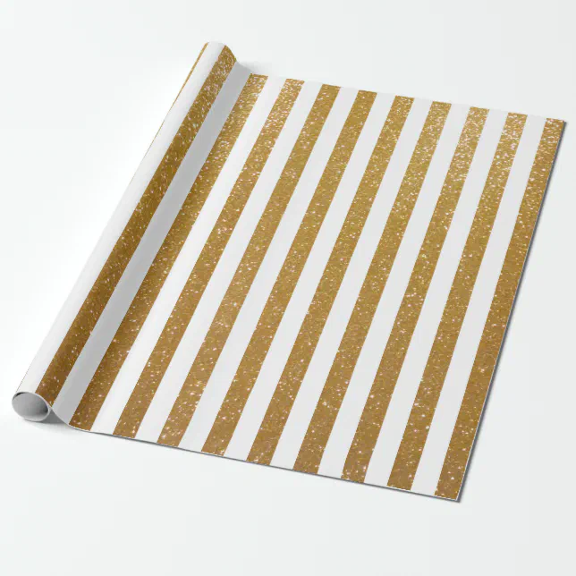 Elegant gold glittery striped wrapping paper | Zazzle