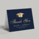 Elegant Gold Grad Cap Blue Graduation Thank You Card | Zazzle