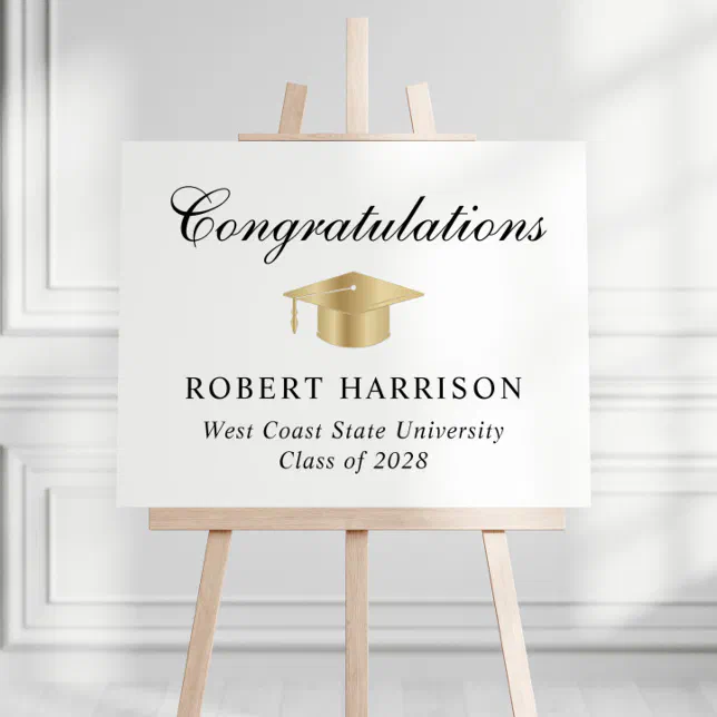 Elegant Gold Grad Cap Congratulations Graduation Foam Board | Zazzle