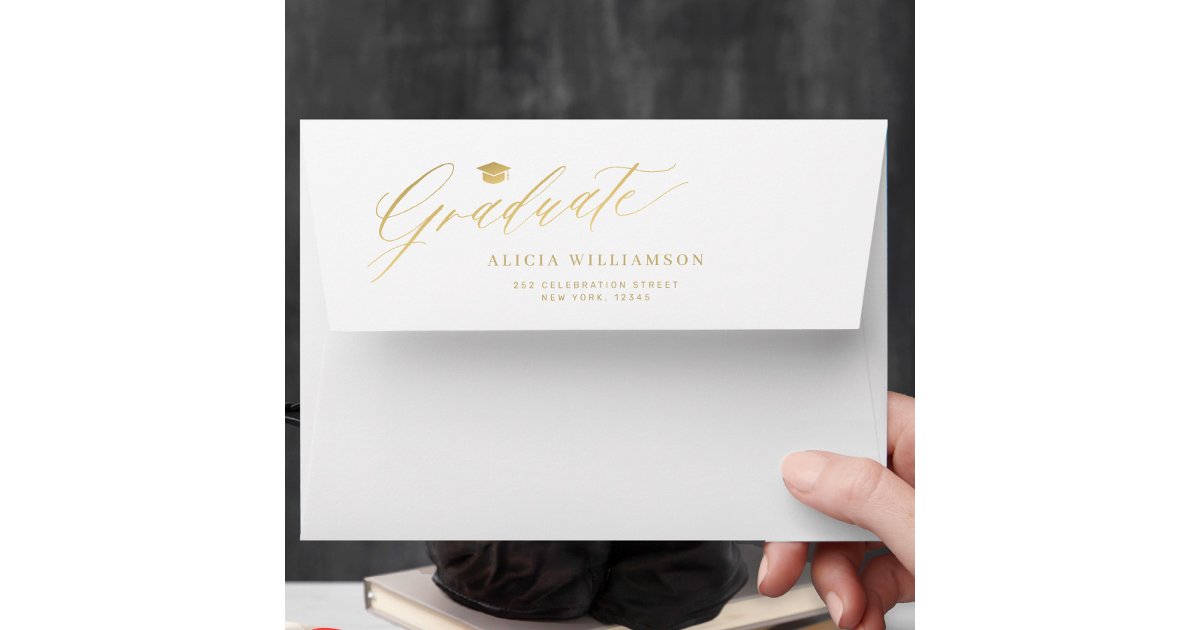 Elegant gold graduate graduation invitation envelope | Zazzle