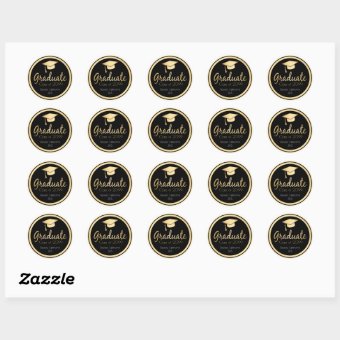 Elegant Gold Graduation Any Year Classic Round Sticker | Zazzle