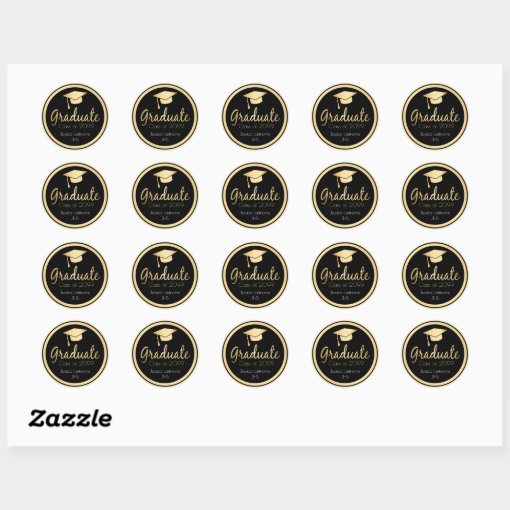 Elegant Gold Graduation Any Year Classic Round Sticker | Zazzle