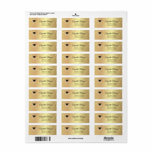 Elegant Gold Graduation Cap, Confetti Label | Zazzle