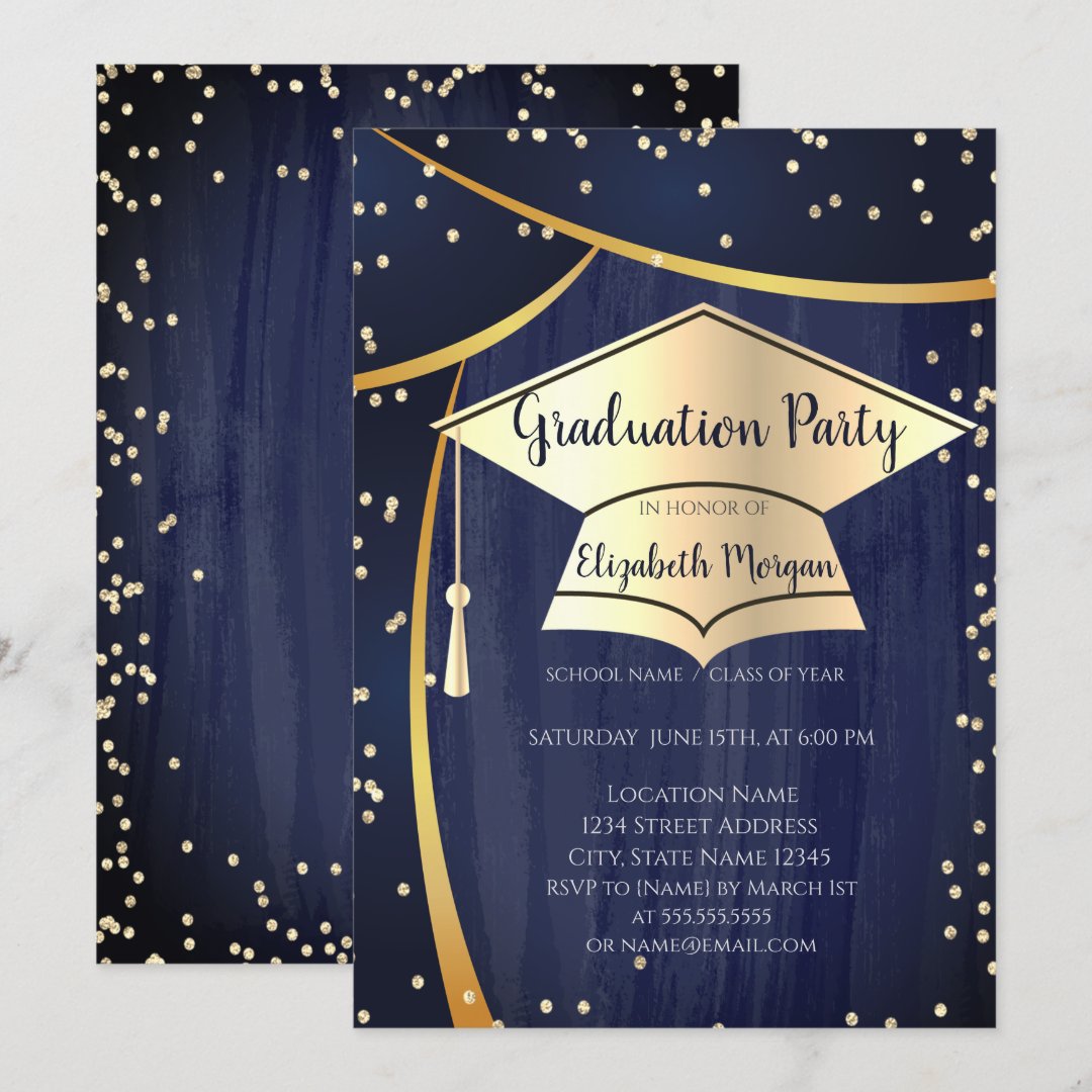 Elegant Gold Graduation Cap,Diamonds Graduation Invitation | Zazzle