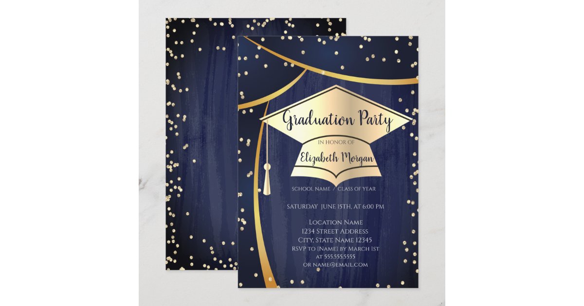 Elegant Gold Graduation Cap,Diamonds Graduation Invitation | Zazzle