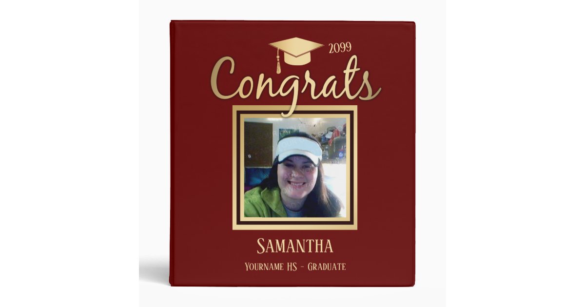 Elegant Gold Graduation Class of 2022 Photo 3 Ring Binder | Zazzle