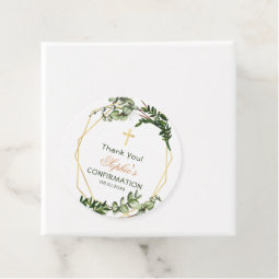 Elegant Gold & Green Botanical Confirmation Favor Tags | Zazzle