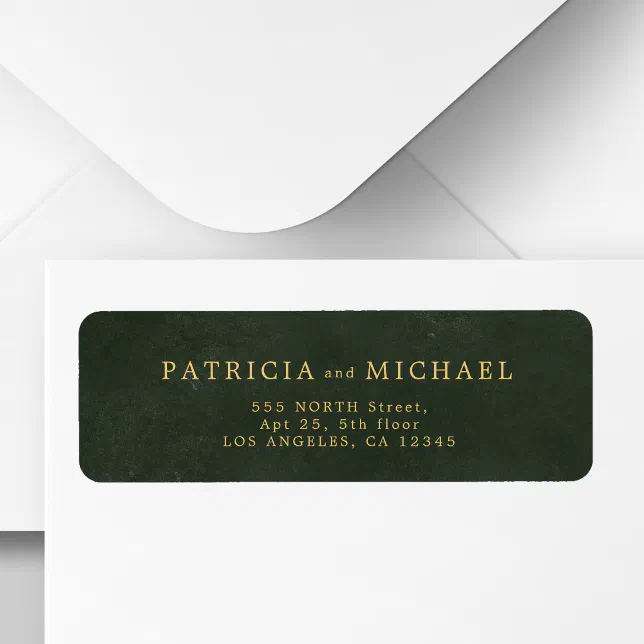 Elegant gold green wedding return address label | Zazzle