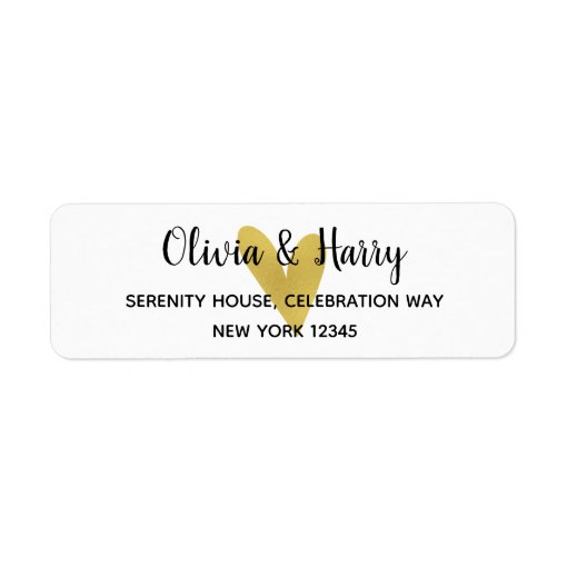 Elegant Gold Heart Wedding Return Address Labels | Zazzle