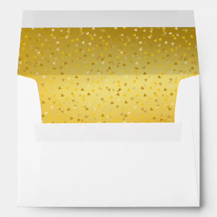 Elegant Gold Hearts Confetti Foil Return Address Envelope | Zazzle