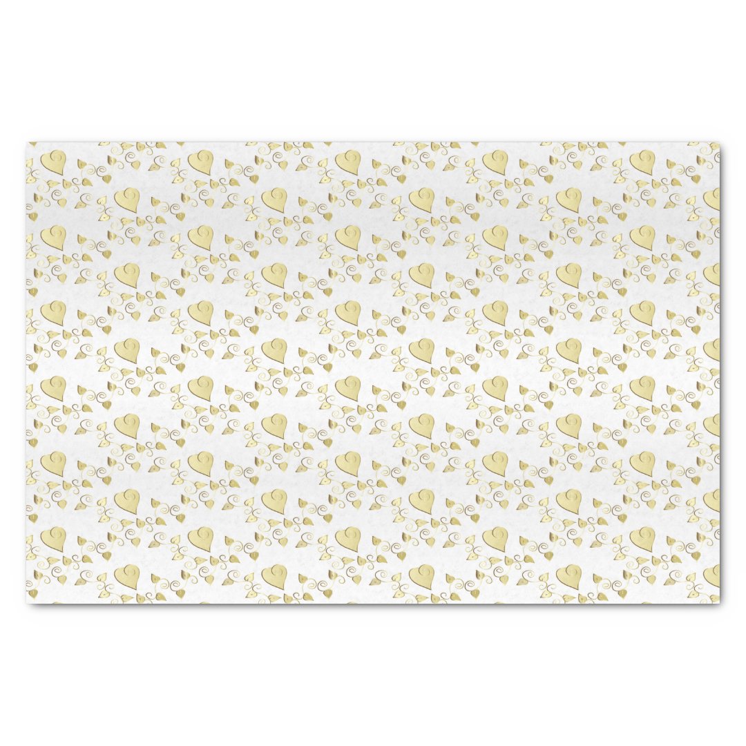 Elegant Gold Hearts Design Pattern Tissue Paper | Zazzle