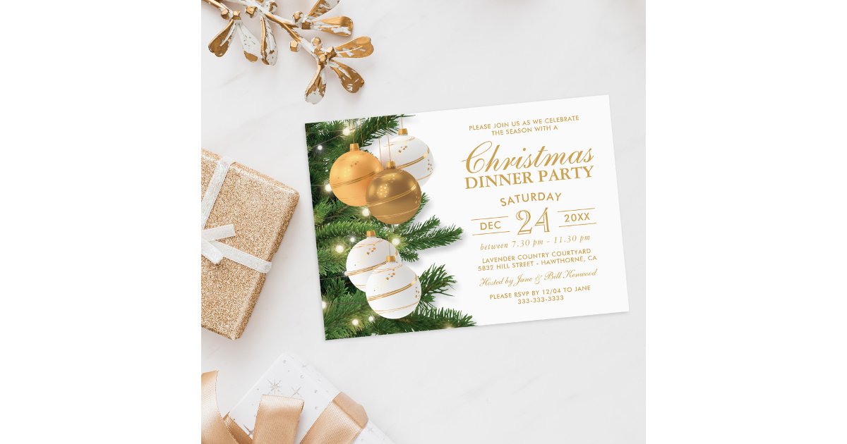 Elegant Gold Holiday Christmas Party Invitation | Zazzle