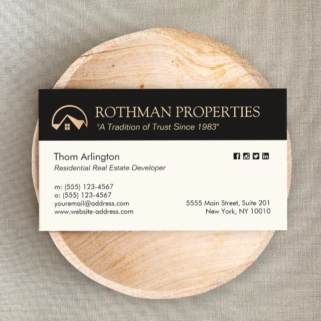 Elegant Gold Home Logo Real Estate Developer Business Card | Zazzle