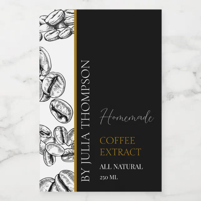 Elegant Gold Homemade Coffee Extract Label | Zazzle