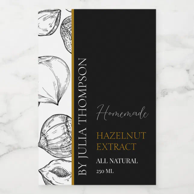 Elegant Gold Homemade Hazelnut Extract Label | Zazzle