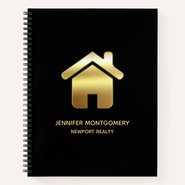 Elegant Gold House Symbol Real Estate Design Notebook | Zazzle