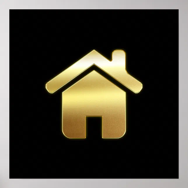 Elegant Gold House Symbol Real Estate Design Poster | Zazzle