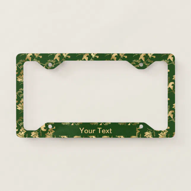 Elegant Gold Hummingbirds Glam Green Personalized License Plate Frame ...