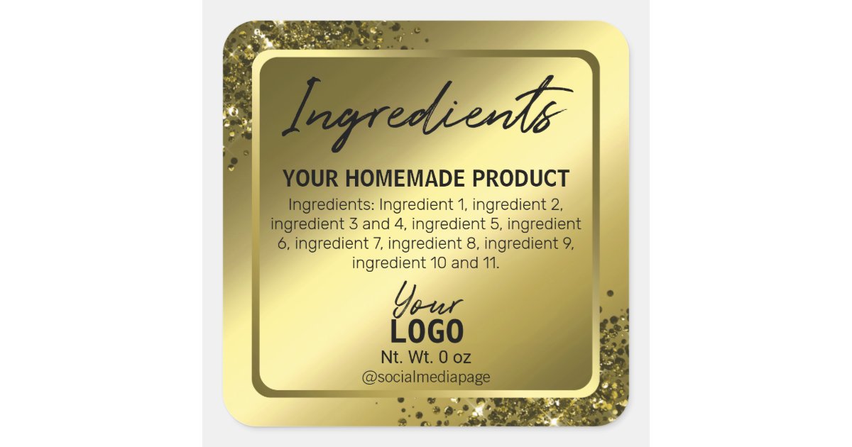 Elegant Gold Ingredient Labels | Zazzle