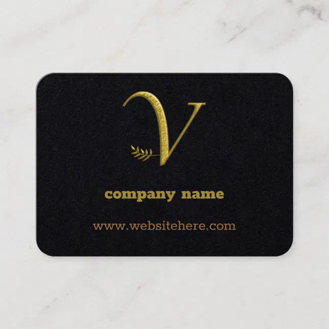 Elegant Gold Initial Letter V Logo Business Card | Zazzle