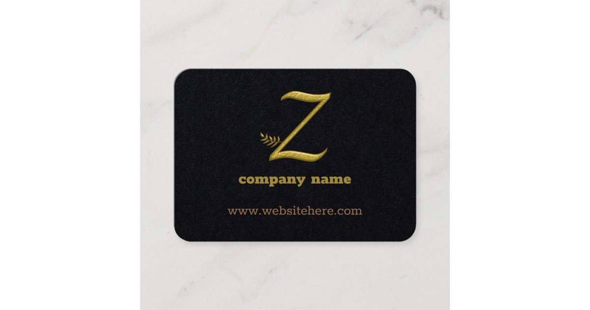 Elegant Gold Initial Letter Z Logo Business Card | Zazzle