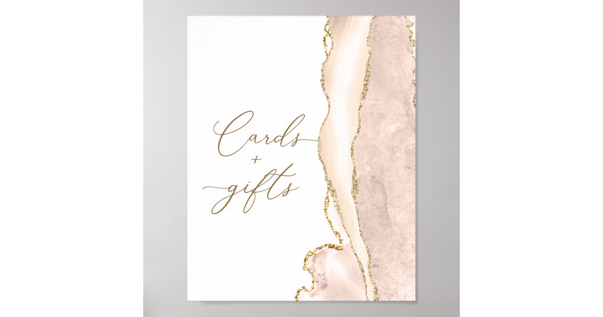 Elegant Gold Ivory Agate Wedding Cards and Gifts Poster | Zazzle