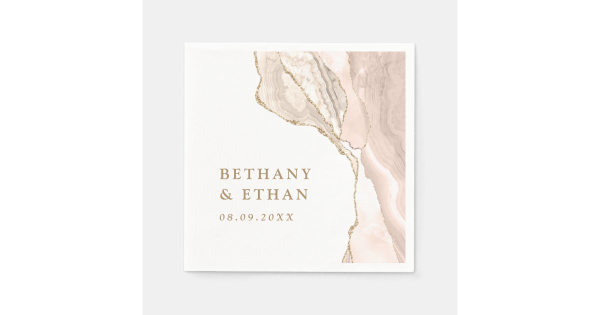 Elegant Gold Ivory Agate Wedding Napkins | Zazzle