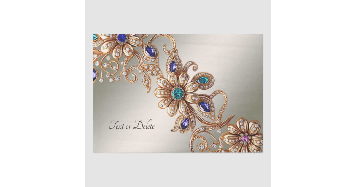 Elegant Gold Jewel Flowers Tissue Paper | Zazzle
