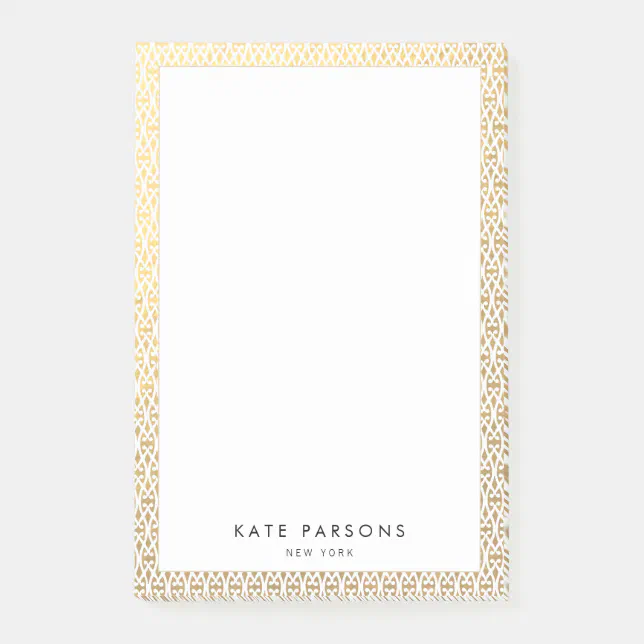 Elegant Gold Lattice Border Post-it Notes | Zazzle