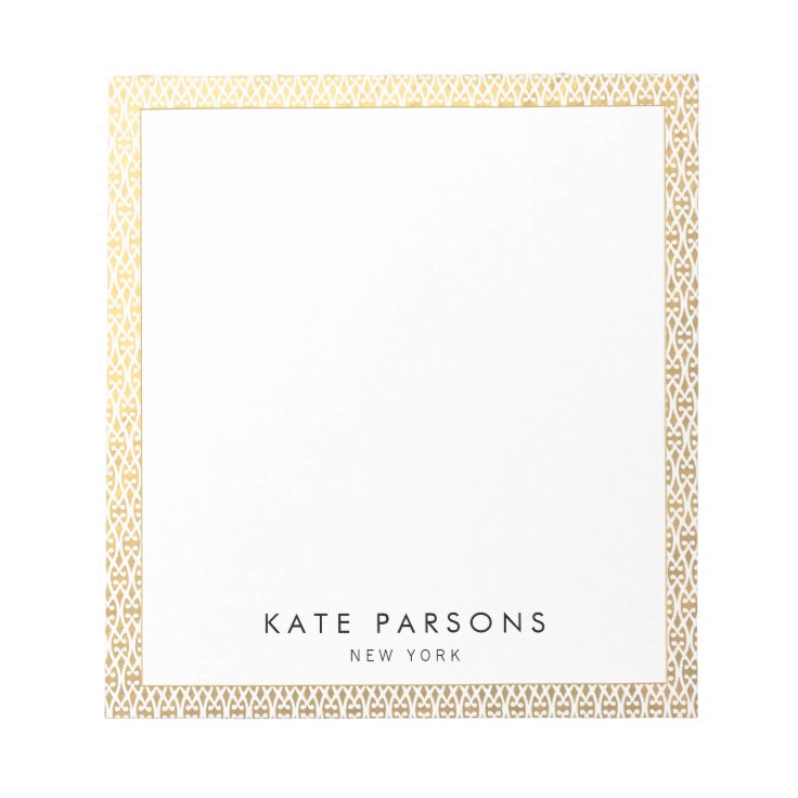 Elegant Gold Lattice Pattern Notepad | Zazzle