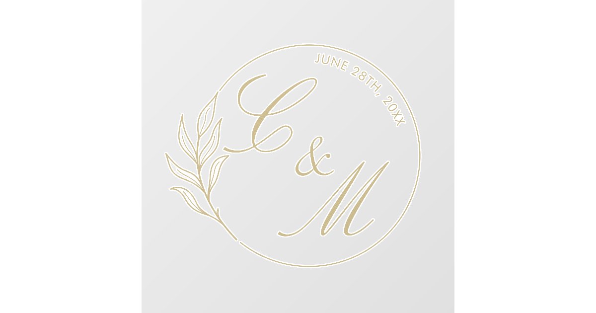 Elegant Gold Leaf Monogram Wedding Floor Decals | Zazzle