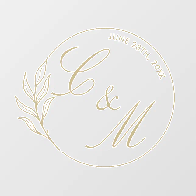 Elegant Gold Leaf Monogram Wedding Floor Decals | Zazzle