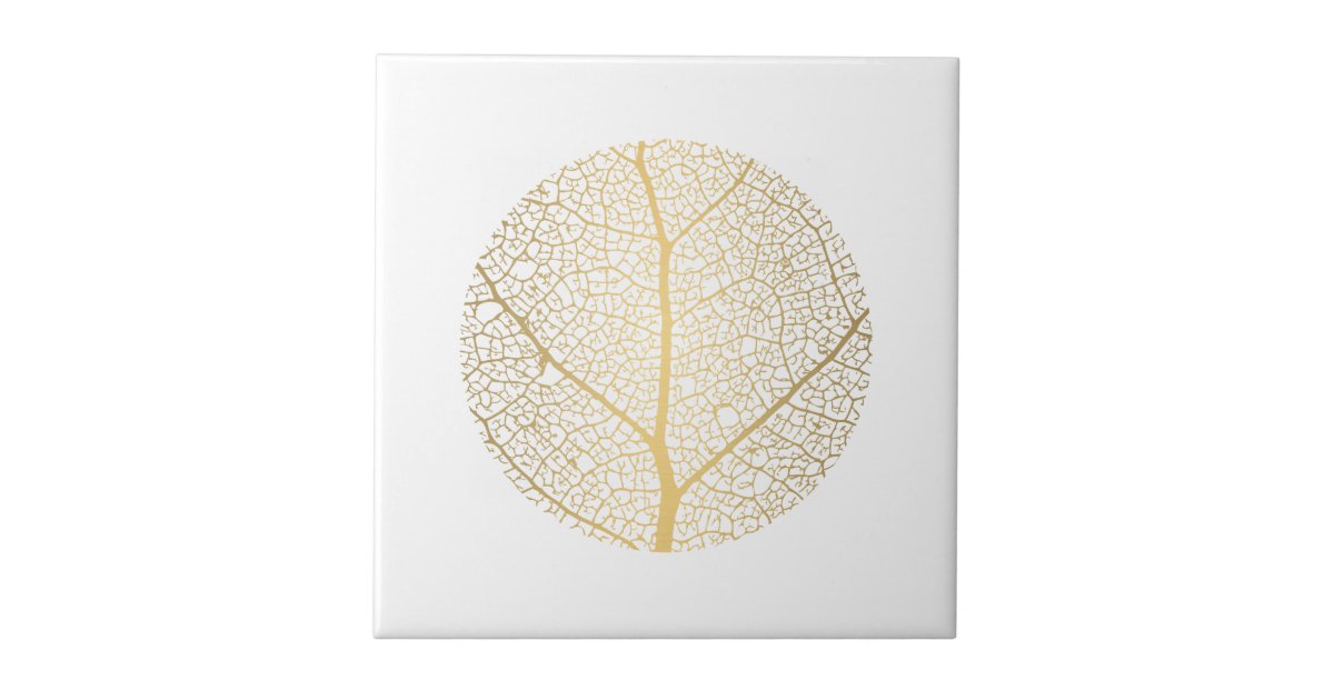 Elegant Gold Leaf Tree Circle Ceramic Tile | Zazzle