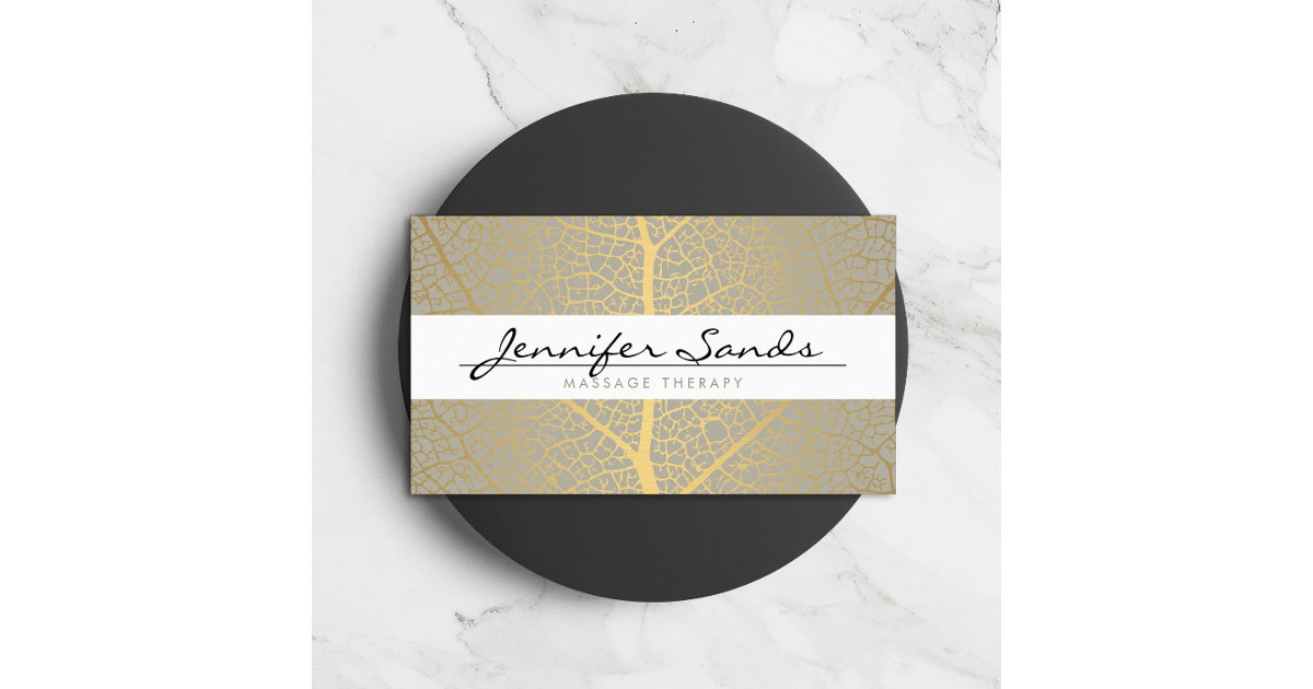 Elegant Gold Leaf Tree Pattern Business Card | Zazzle