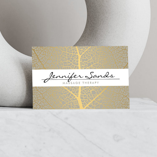 Elegant Gold Leaf Tree Pattern Business Card | Zazzle