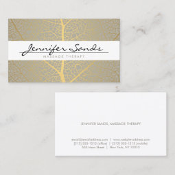 Elegant Gold Leaf Tree Pattern Business Card | Zazzle