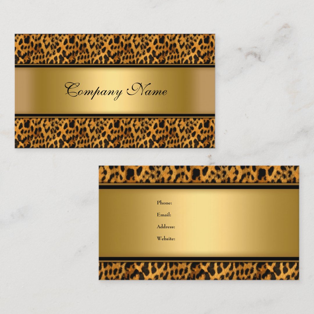 Elegant Gold Leopard Animal Print Business Card | Zazzle