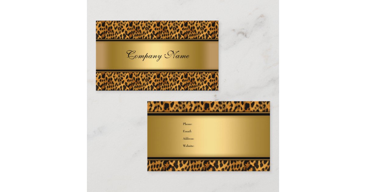 Elegant Gold Leopard Animal Print Business Card | Zazzle